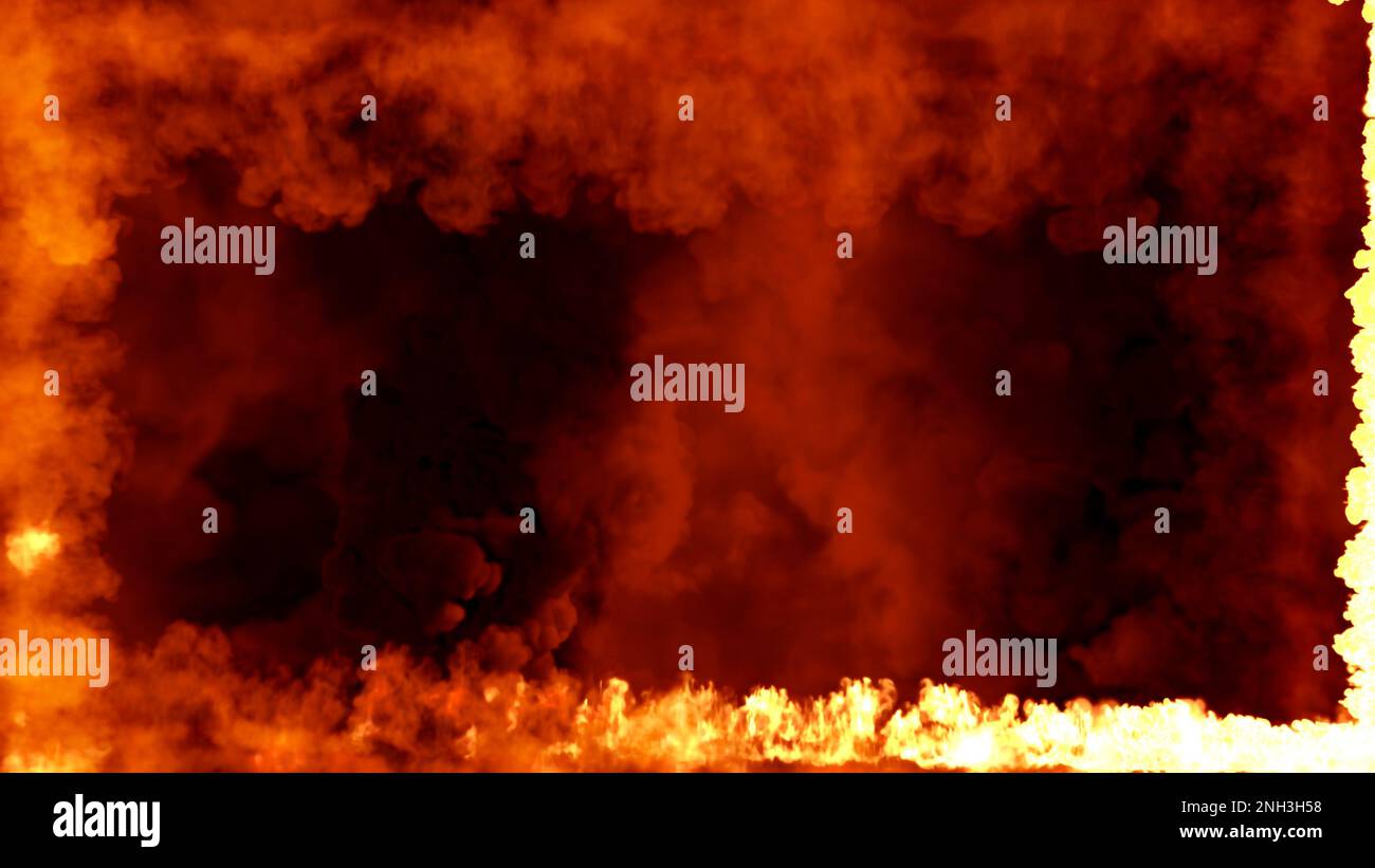 Square frame for content of blazing red lines of fire, isolated ...