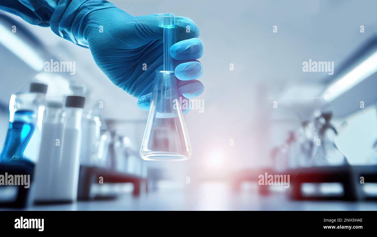 biology science laboratory at work with scientists doing dangerous ...