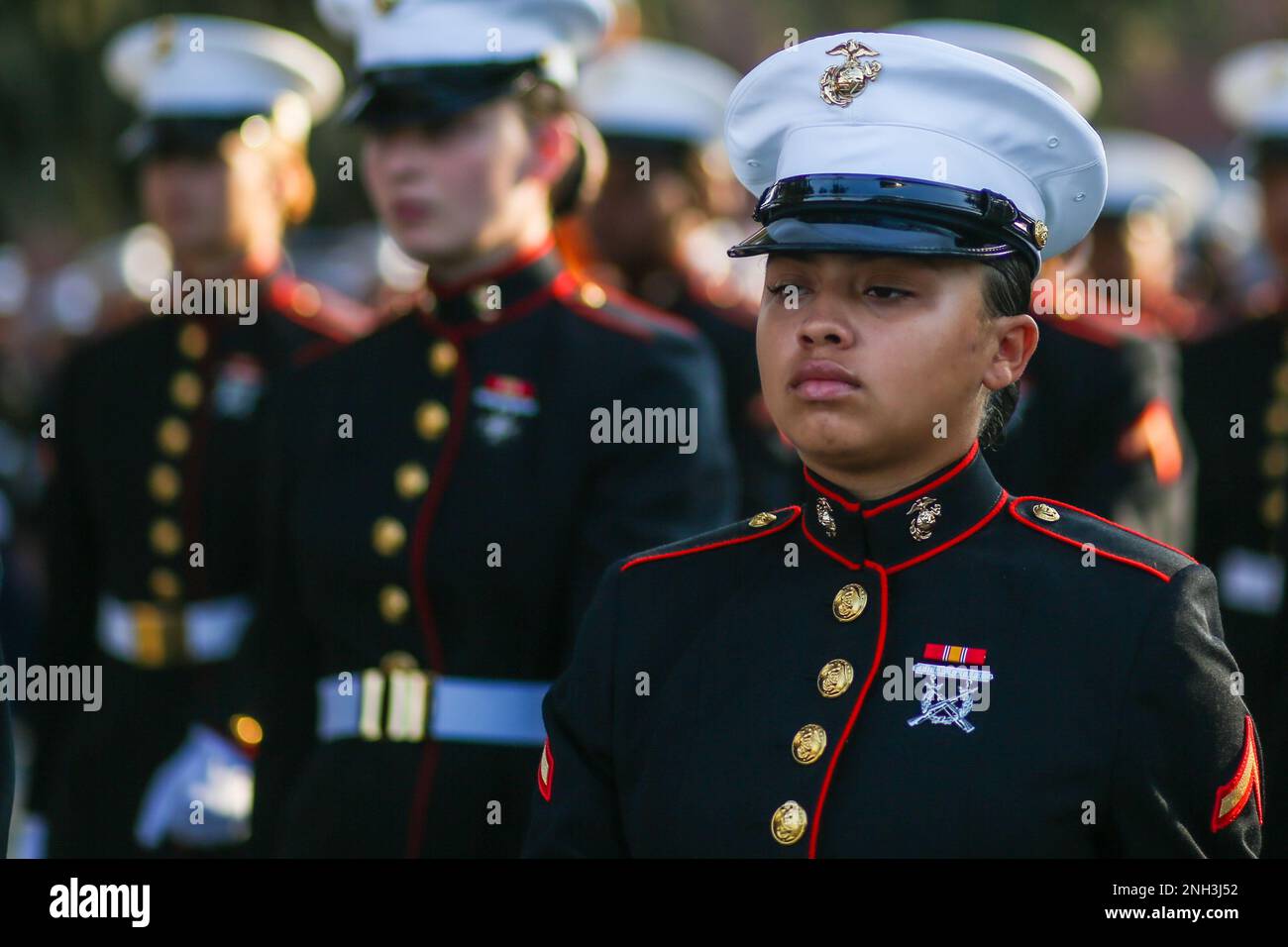 Recruits with Hotel Company, 2nd Recruit Training Battalion, march to ...