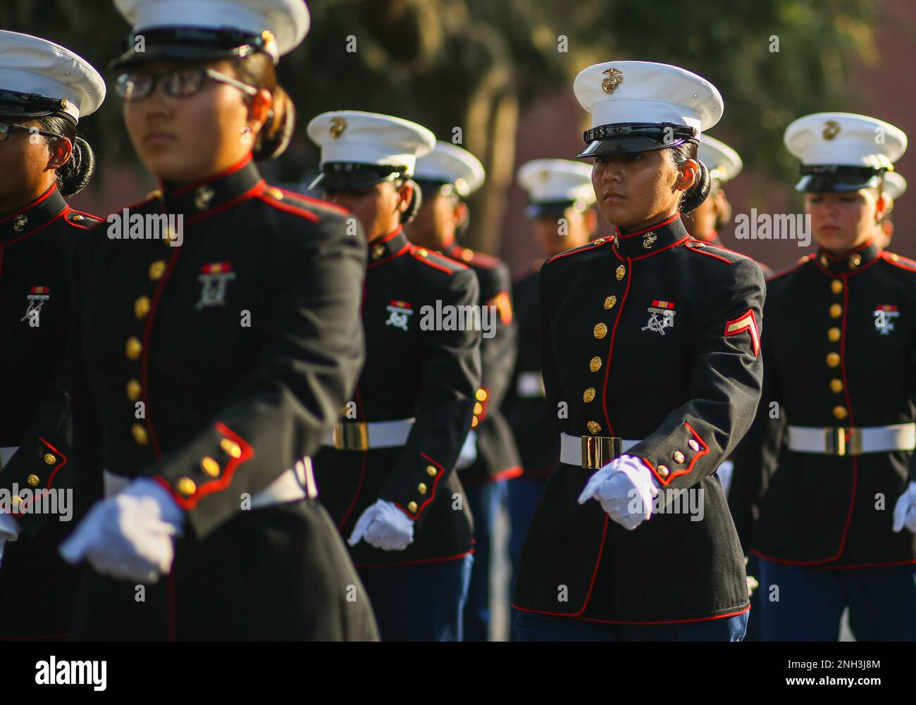 Recruits with Hotel Company, 2nd Recruit Training Batttalion, march to ...