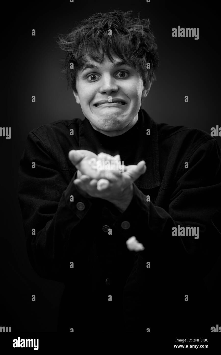 Funny popcorn Black and White Stock Photos & Images - Alamy