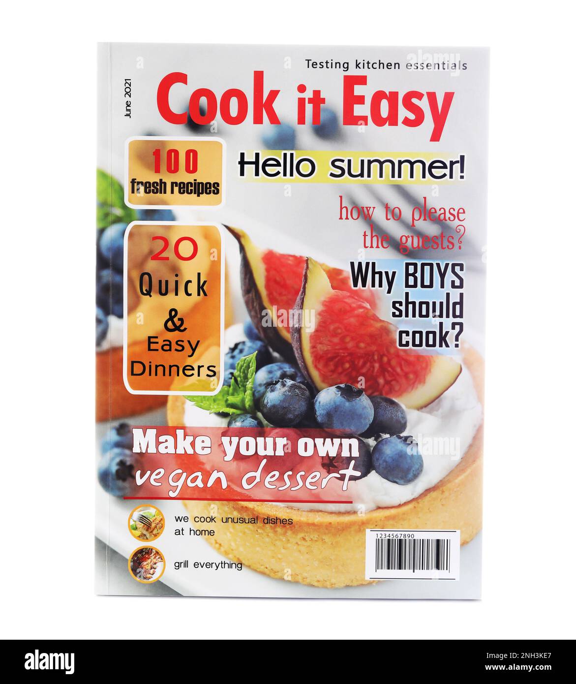 Modern printed culinary magazine on white background Stock Photo - Alamy