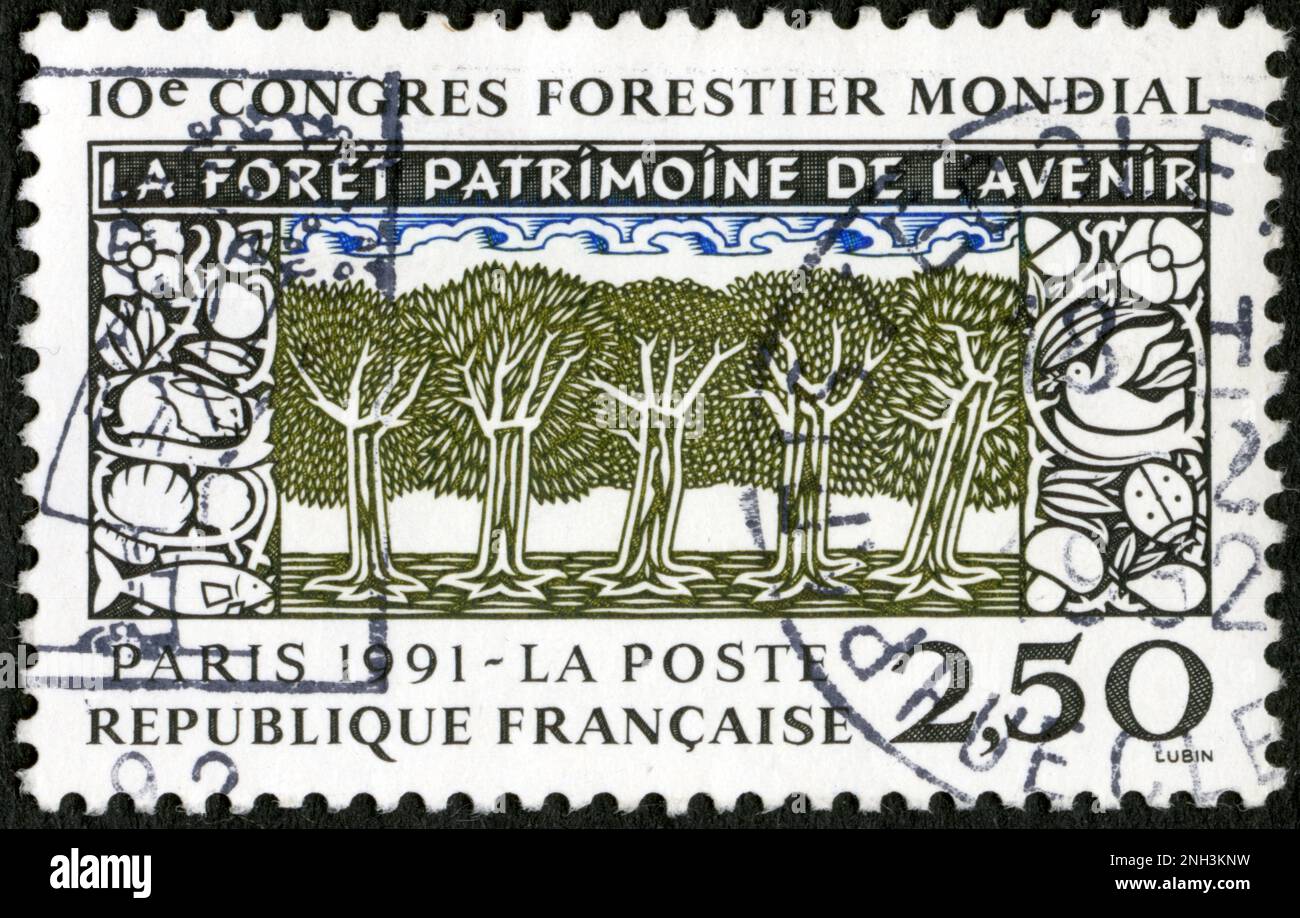 TIMBRE OBLITÉRÉ 10E CONGRÈS FORESTIER MONDIAL. LA FORET PATRIMOINE DE L ...