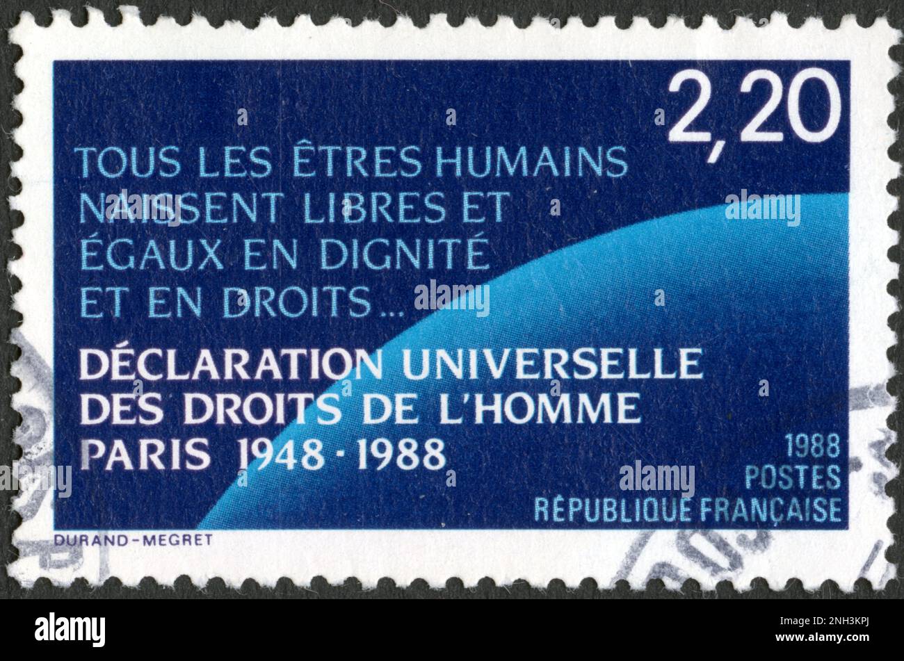 TIMBRE OBLITÉRÉ TOUS LES ÊTRES HUMAINS NAISSENT LIBRES ET ÉGAUX EN ...