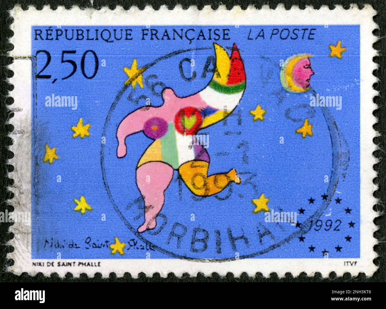 TIMBRE OBLITÉRÉ RÉPUBLIQUE FRANÇAISE. LA POSTE 1992. 2,50 Stock Photo ...