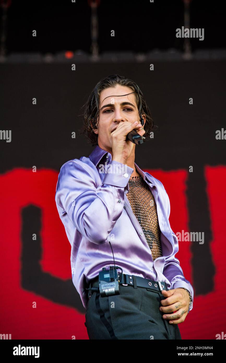 Maneskin Group on live at Lollapalooza festival in Paris Stock Photo ...