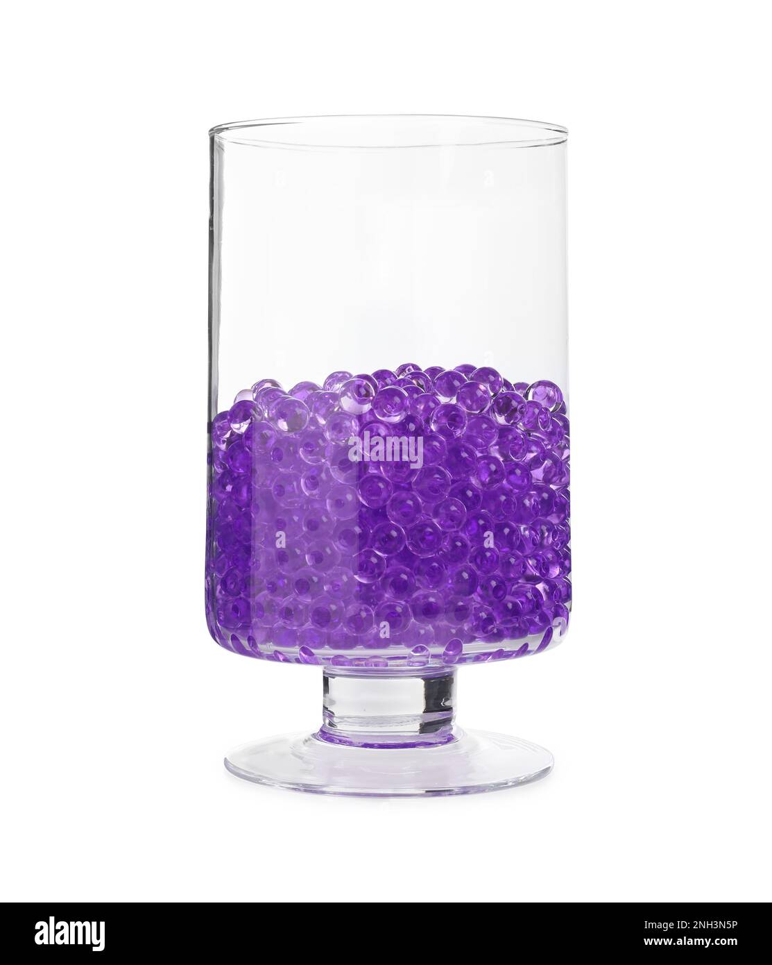 Violet filler in glass vase isolated on white. Water beads Stock Photo ...