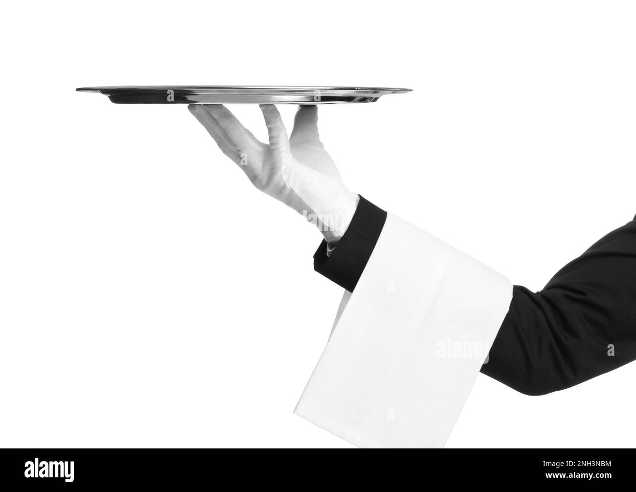 Waiter white towel on arm hi-res stock photography and images - Alamy