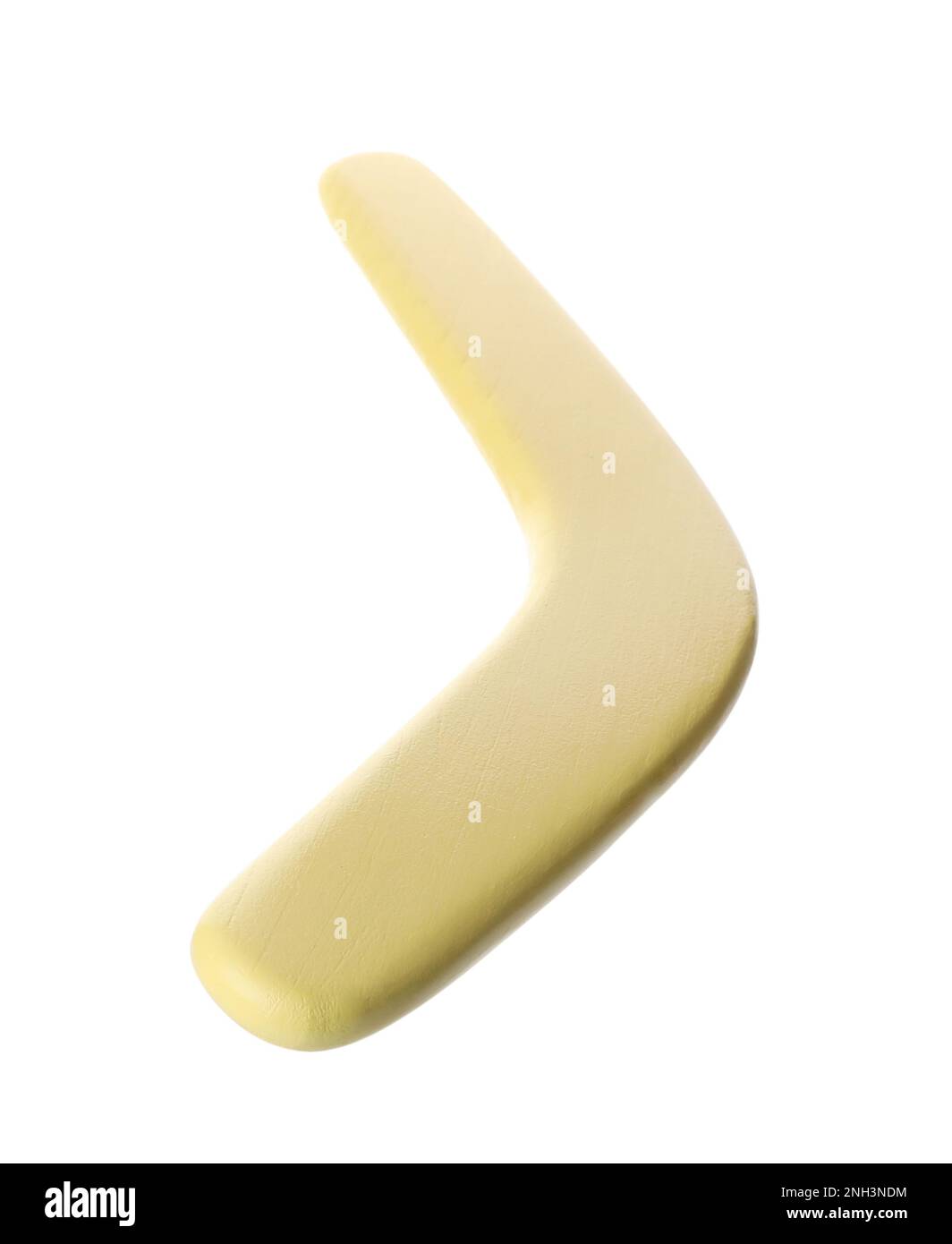 Yellow boomerang isolated on white. Outdoors activity Stock Photo - Alamy