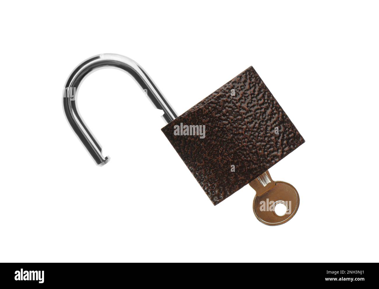 Modern padlock with key isolated on white Stock Photo - Alamy