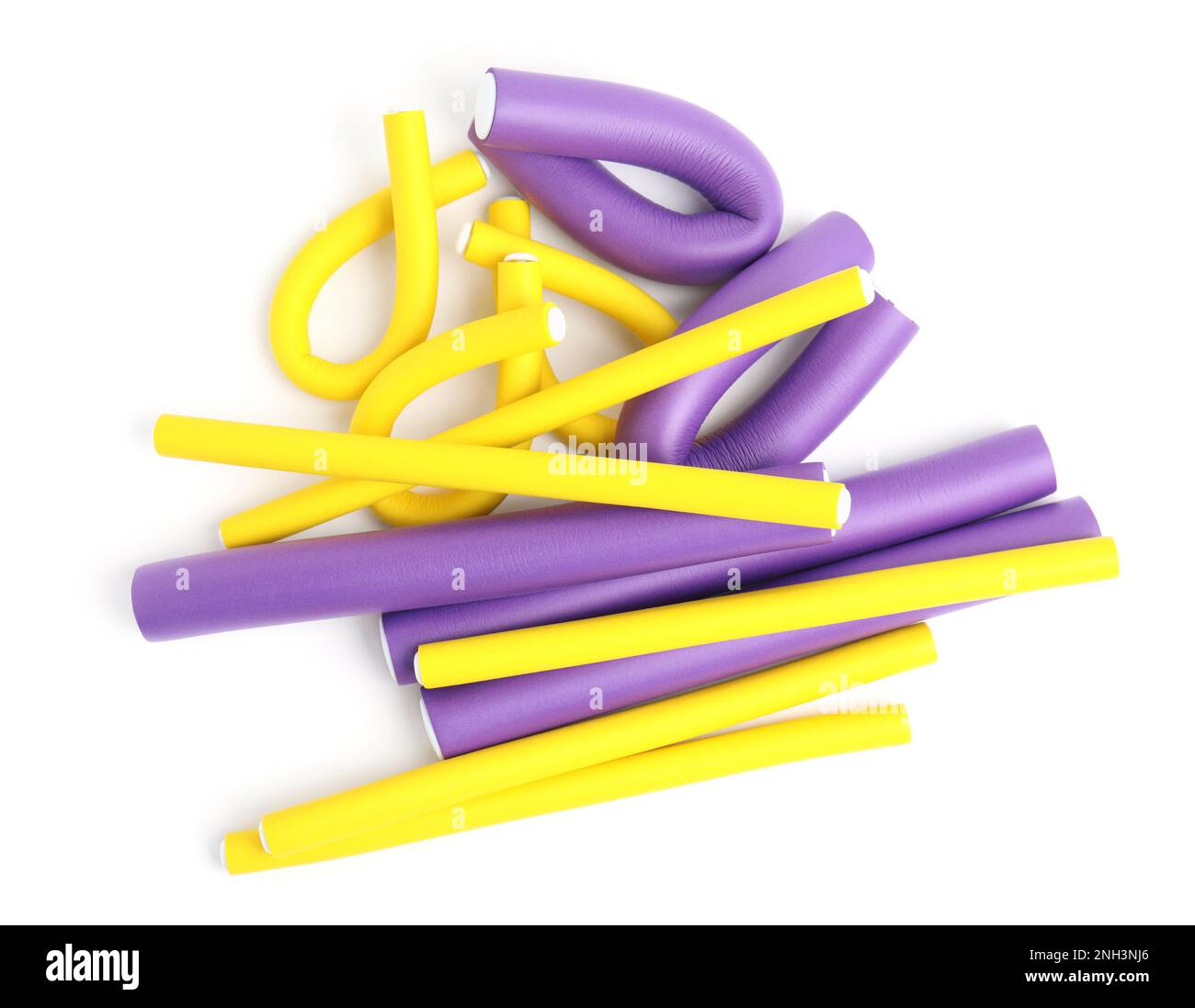 Curling rods isolated on white, top view. Hair styling tool Stock Photo ...