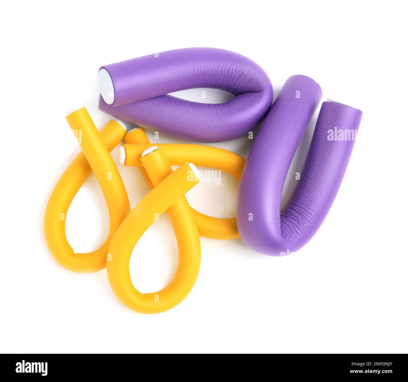 Curling rods isolated on white, top view. Hair styling tool Stock Photo ...