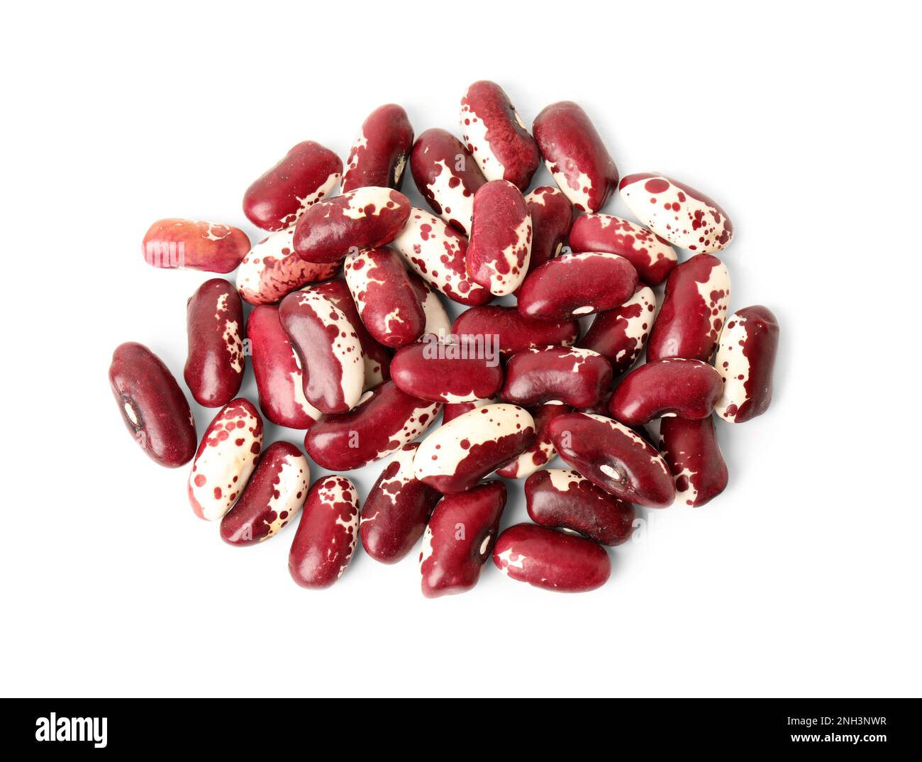 Pile of raw red beans on white background, top view. Vegetable planting ...