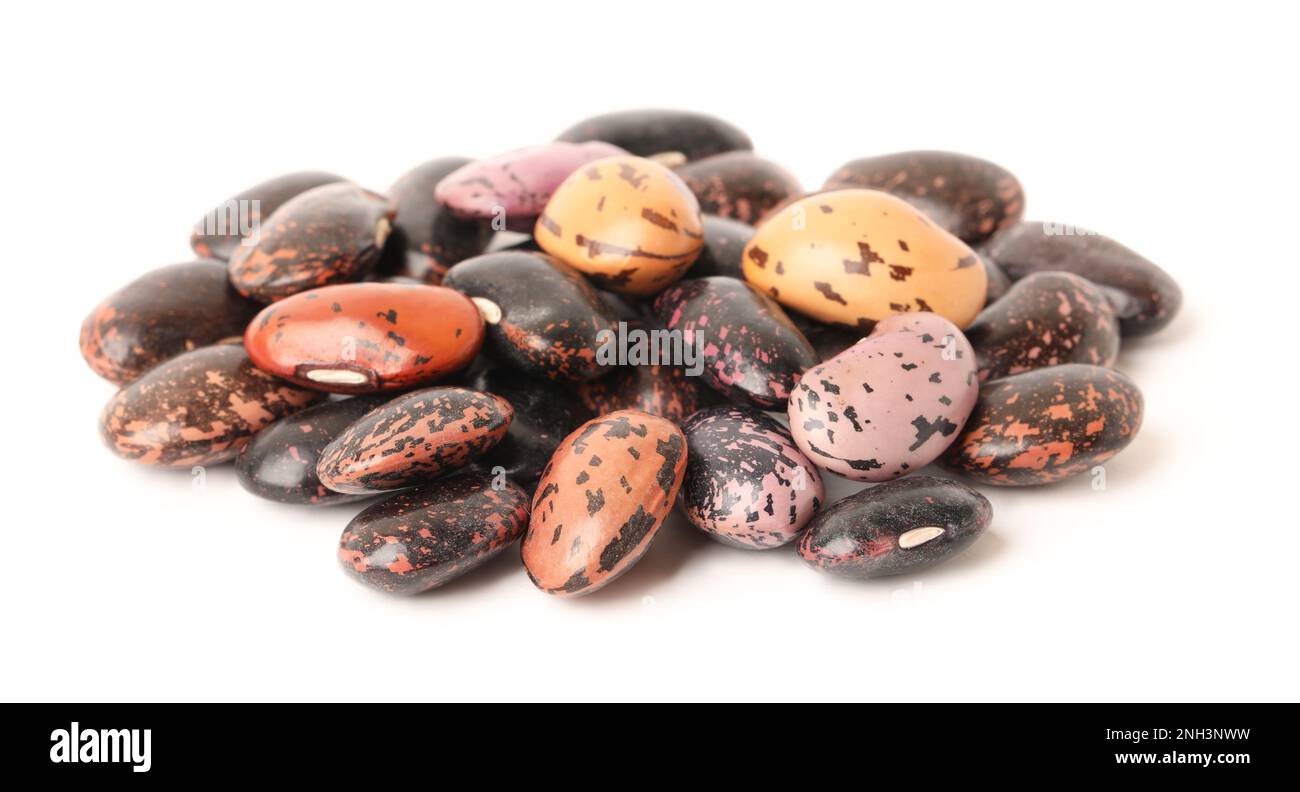 Pile of raw beans on white background. Vegetable planting Stock Photo ...