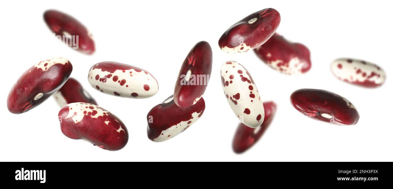 Many beans falling on white background, banner design. Vegan diet Stock ...