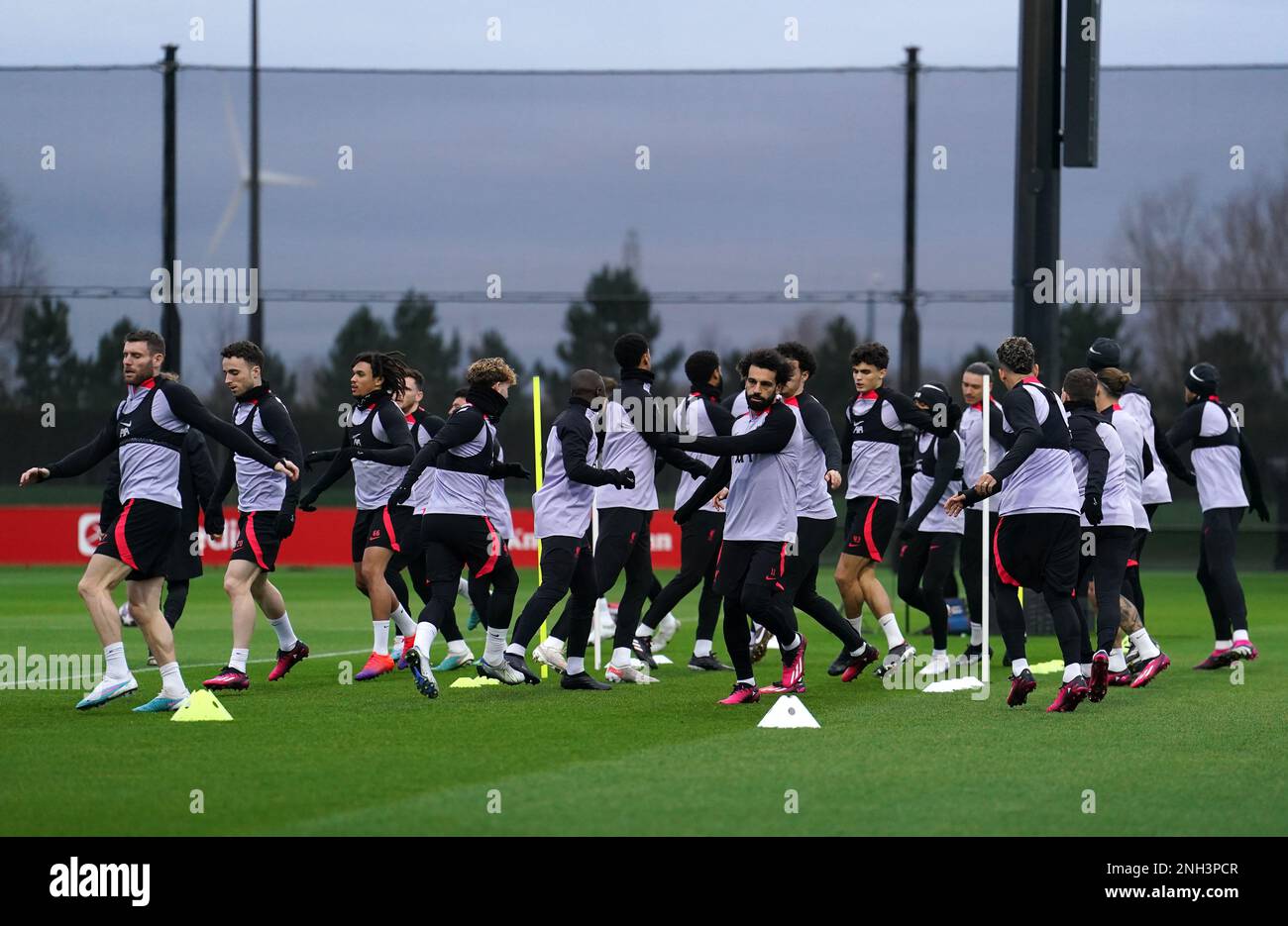 Liverpool players during a training session at the AXA Training Centre ...