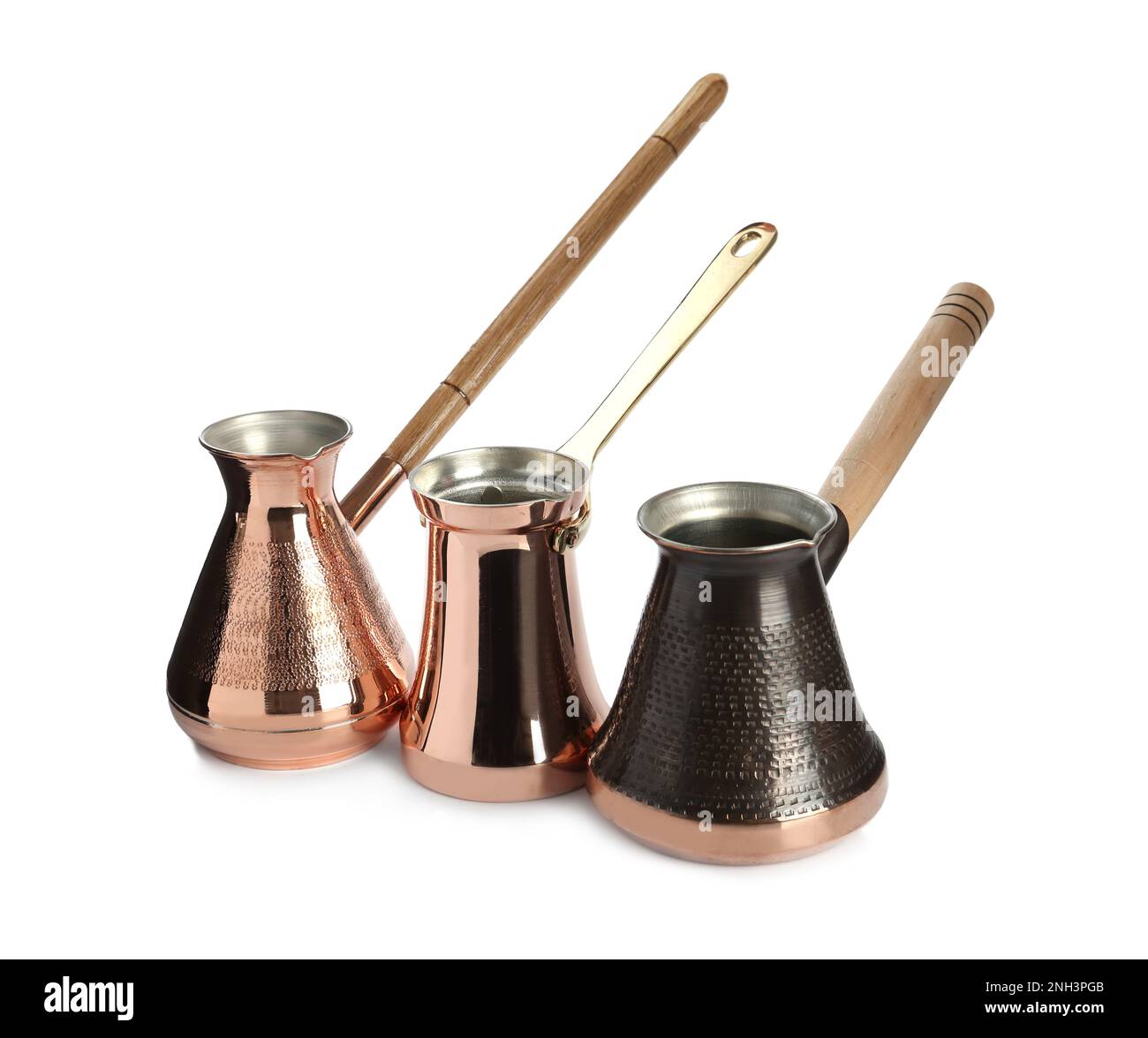 Set of different turkish coffee pots on white background Stock Photo ...