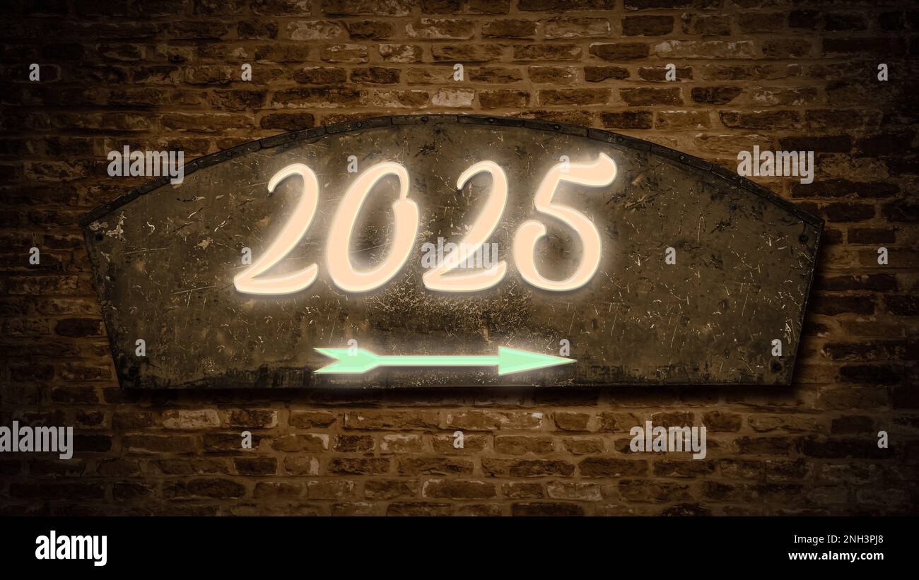 Signposts with the direct way to 2025 Stock Photo - Alamy