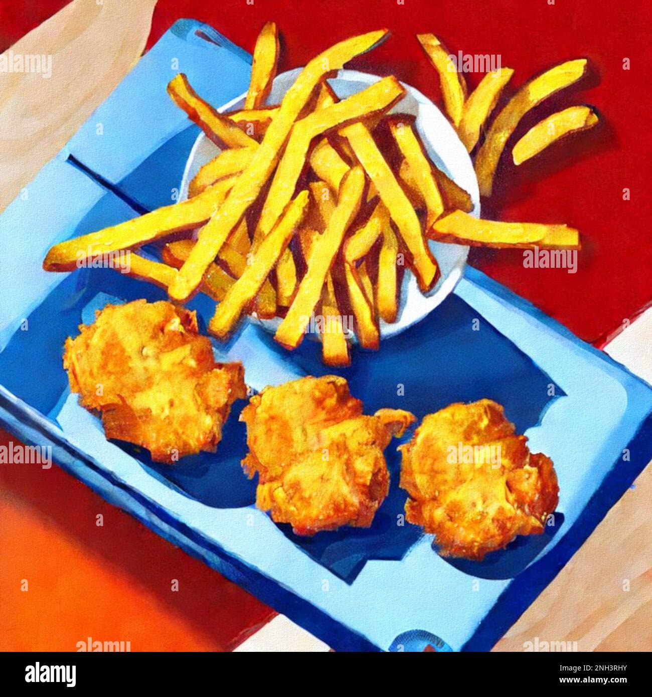 Chicken Nuggets With Fries Stock Photo - Alamy