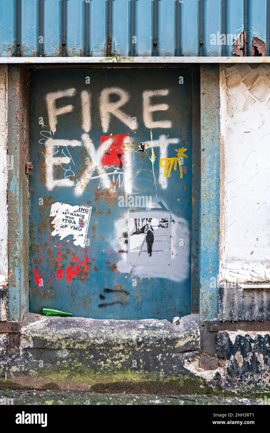Fire Exit - door to commercial building, Liverpool Dockland Stock Photo ...