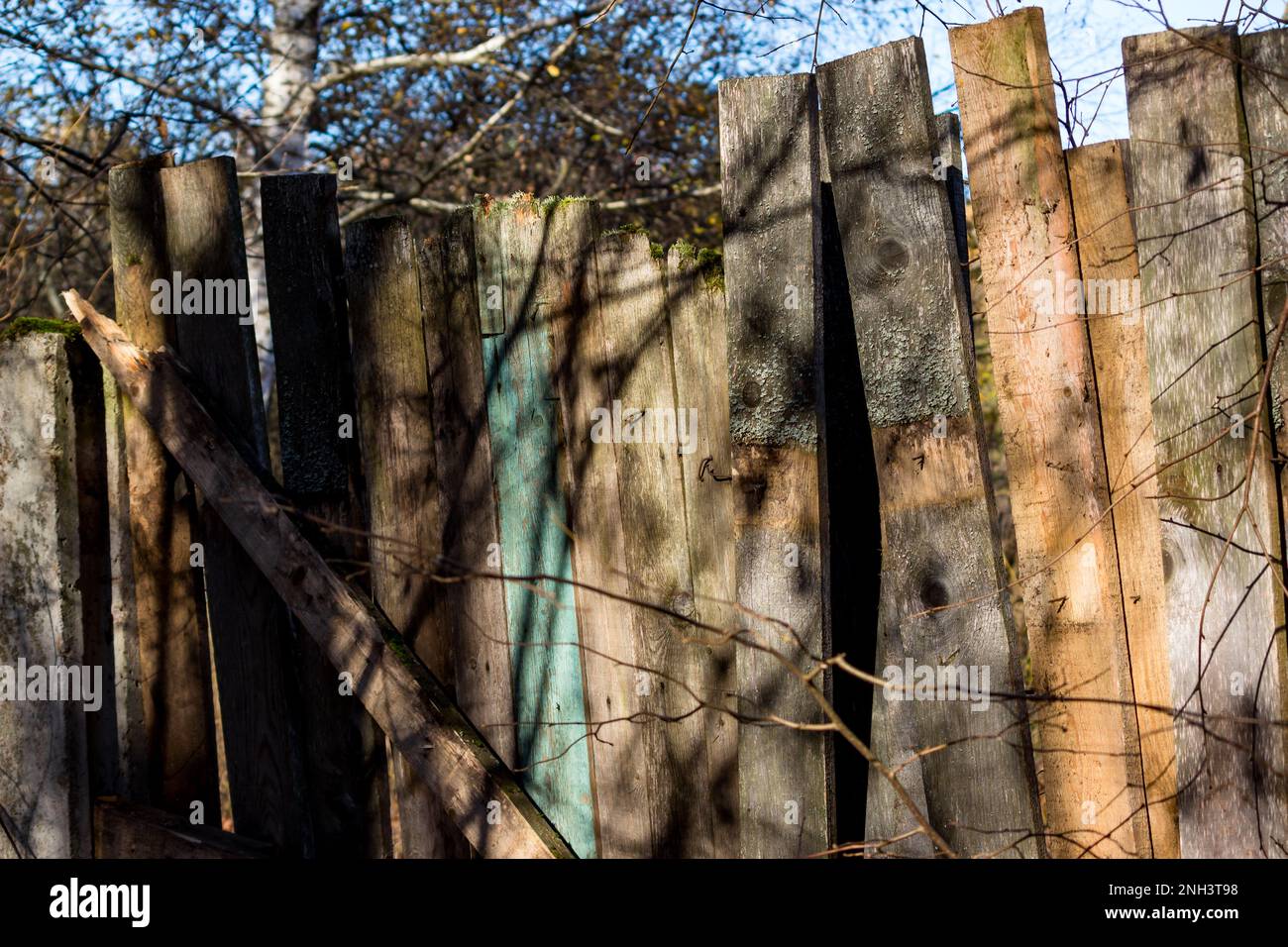 Old rickety wooden fence in the countryside Stock Photo - Alamy