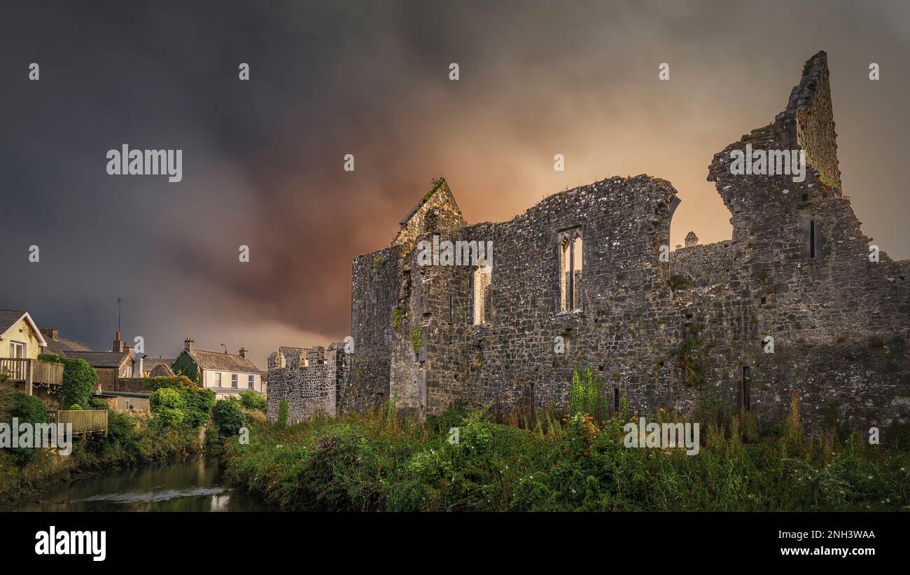 Ruins of Desmond Castle on River Deel in Askeaton, co Limerick, Ireland ...