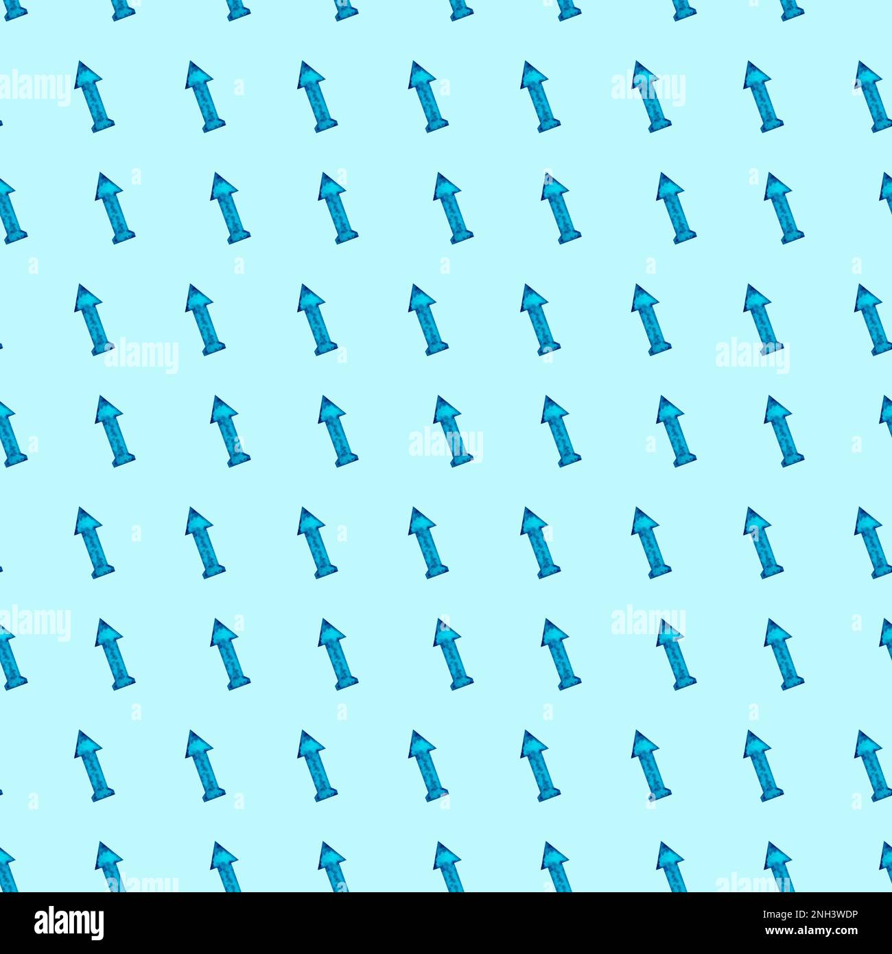 Watercolor pattern with blue arrows on a blue background. Watercolor ...