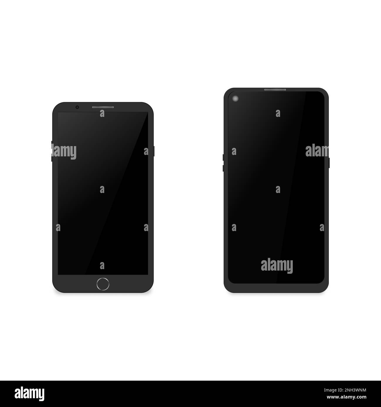 Black smartphone isolated on a white background. Front view, 3D vector ...