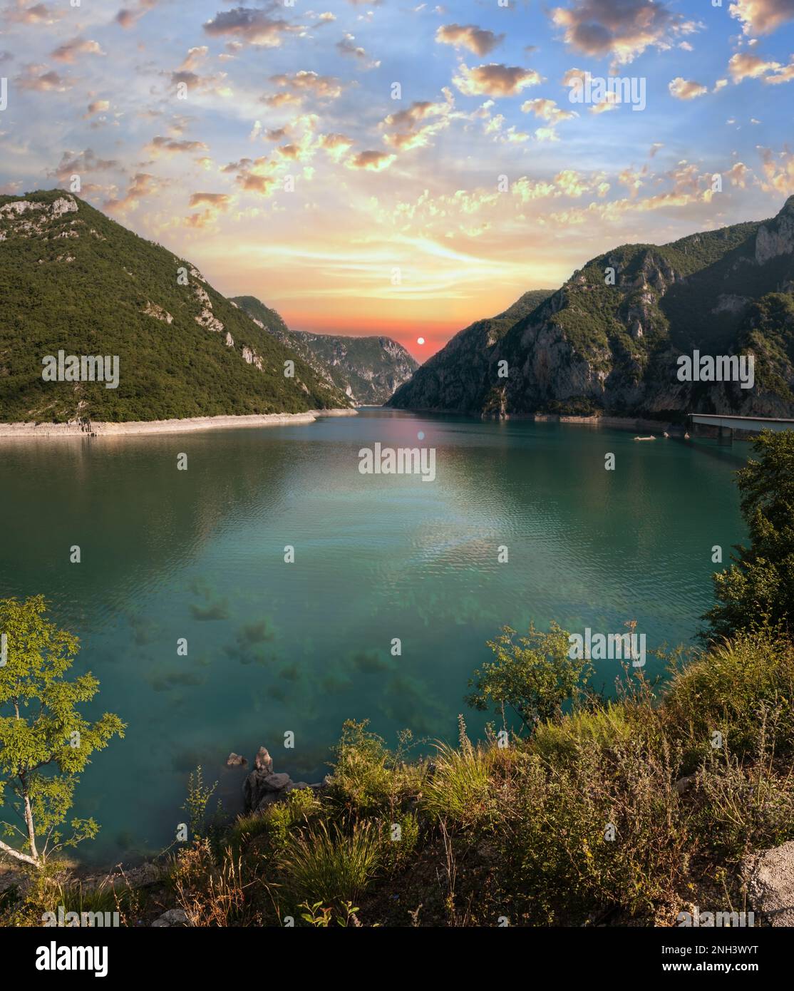 The famous Piva river canyon with its fantastic reservoir Piva Lake ...