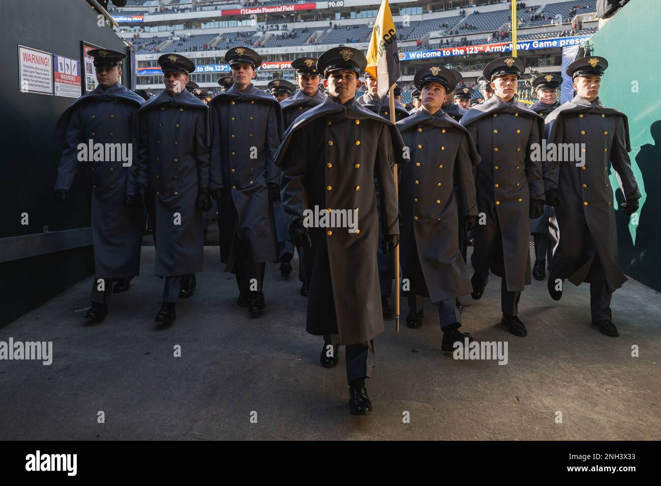 U.S. Military Academy at West Point cadets exit the field prior to the ...