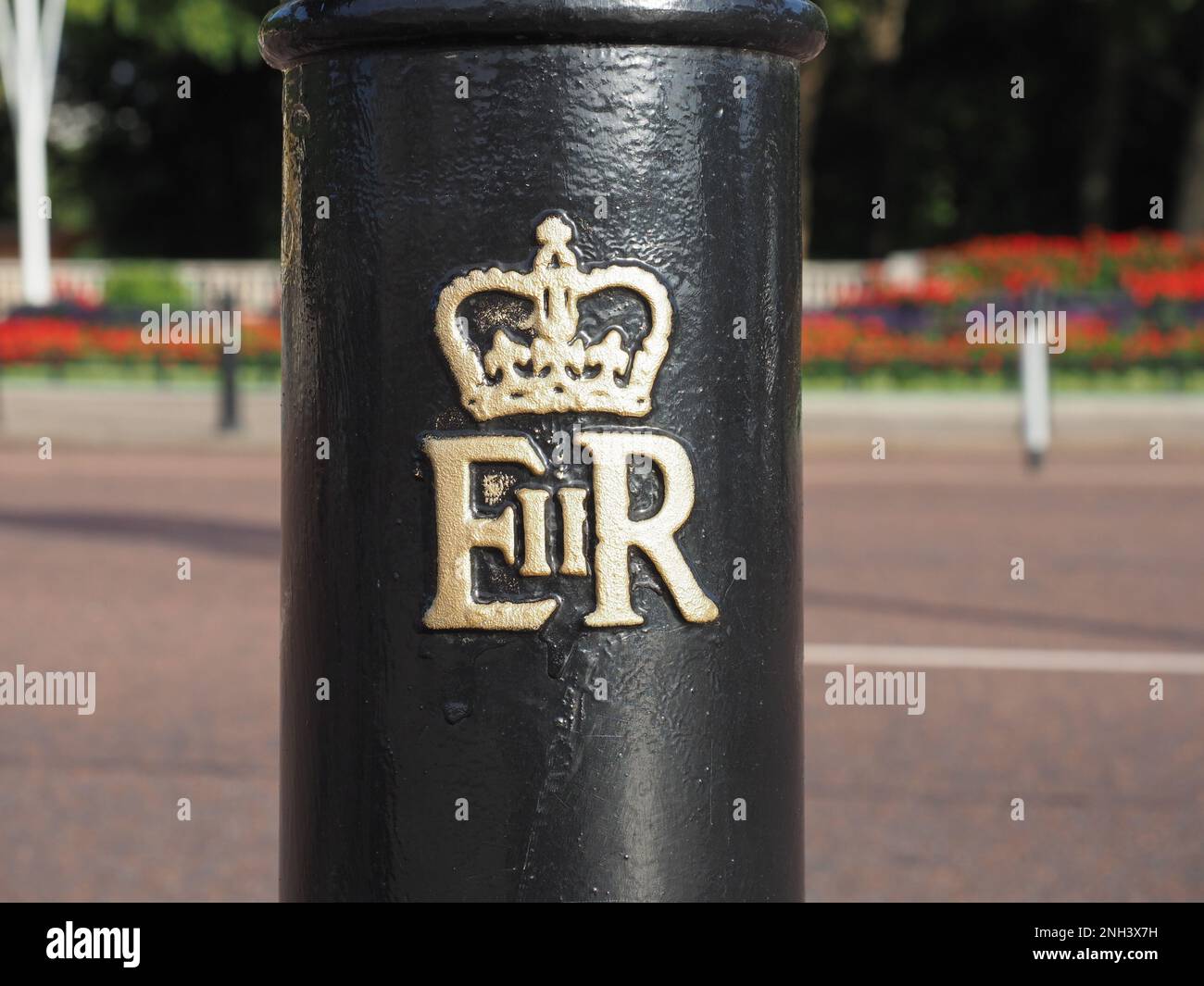 LONDON, UK - CIRCA OCTOBER 2022: Queen cypher EIIR standing for ...