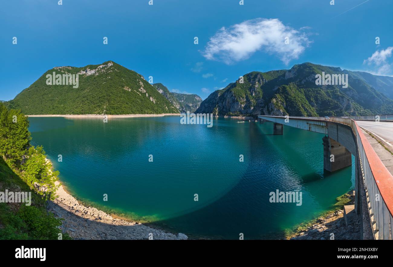 The famous Piva river canyon with its fantastic reservoir Piva Lake ...