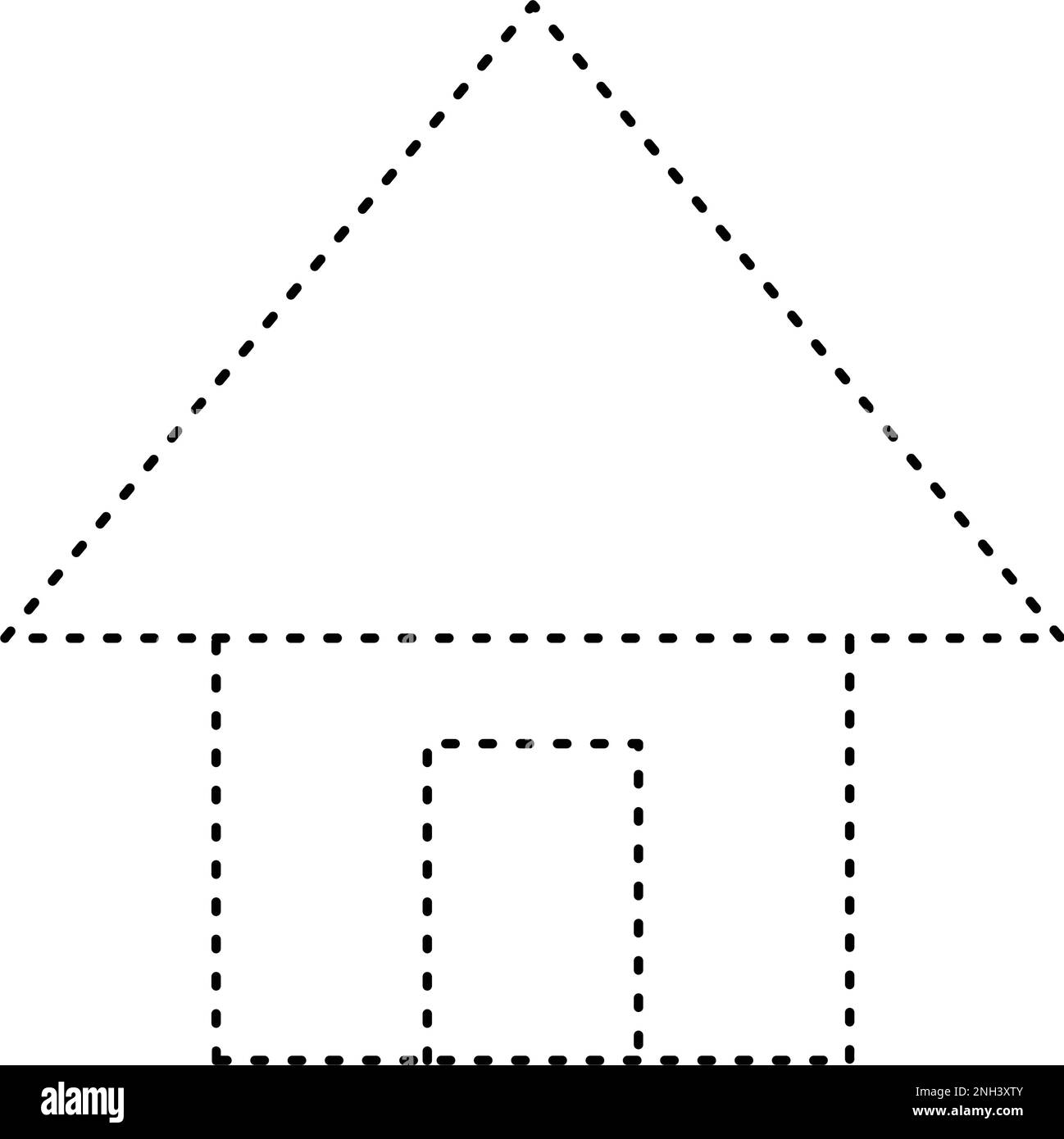 Tracing house dotted lines shape for preschool and kindergarten school ...