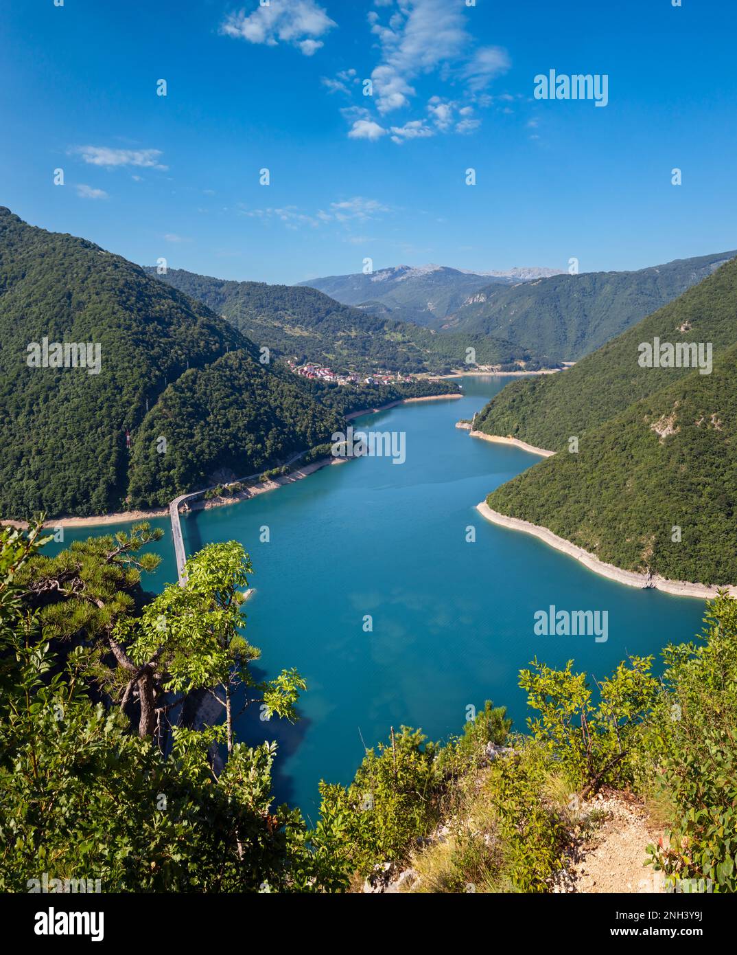 The famous Piva river canyon with its fantastic reservoir Piva Lake ...