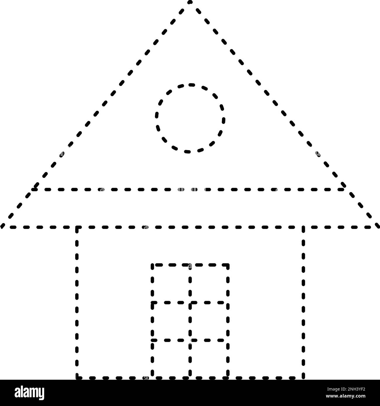Tracing house dotted lines shape for preschool and kindergarten school ...
