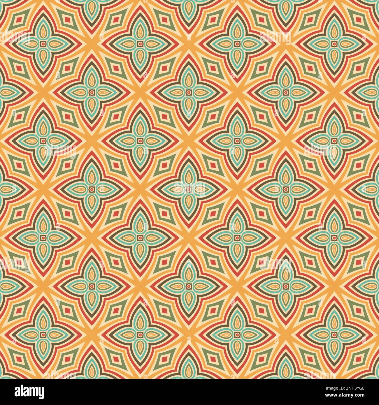 Colorful pattern in the 60s, 70s surface design, fabrics, paper ...
