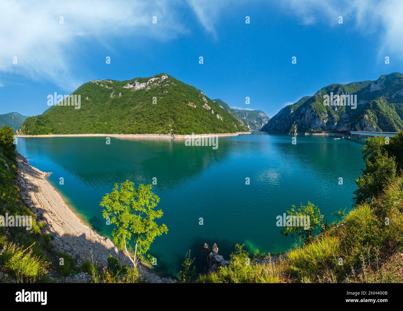 The famous Piva river canyon with its fantastic reservoir Piva Lake ...