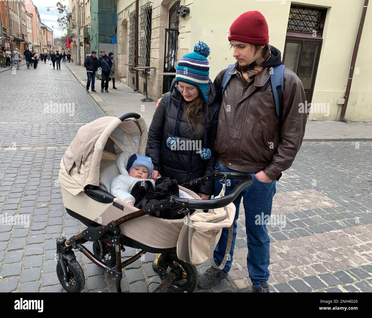 Olena Boiko and her husband Volodymyr take their 10-month-old son ...