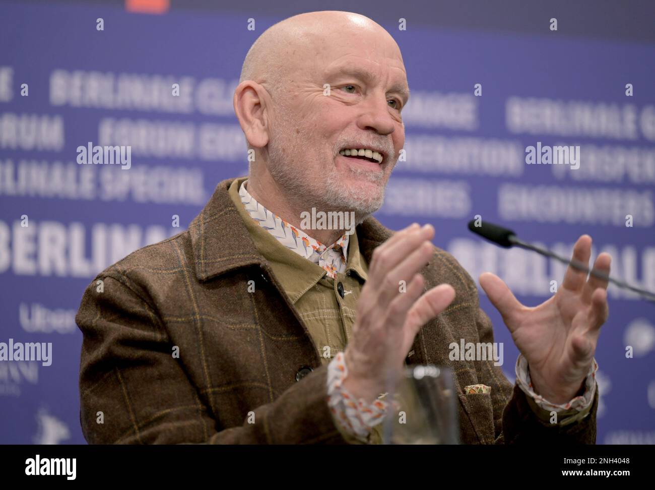 Berlin, Germany. 20th Feb, 2023. Actor John Malkovich speaks at the ...