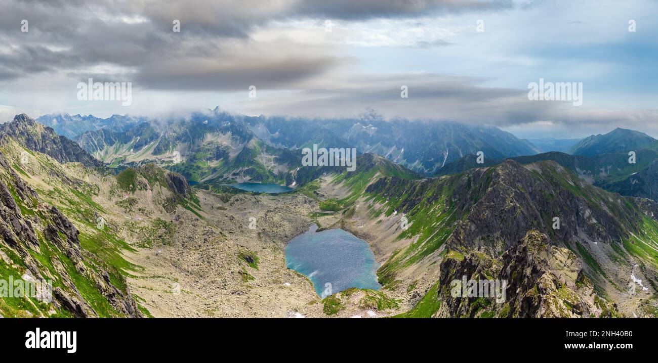 Tatra Mountain view to group of glacial lakes from path Kasprowy Wierch ...