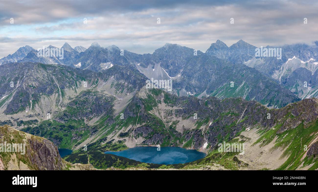 Tatra Mountain view to group of glacial lakes from path Kasprowy Wierch ...