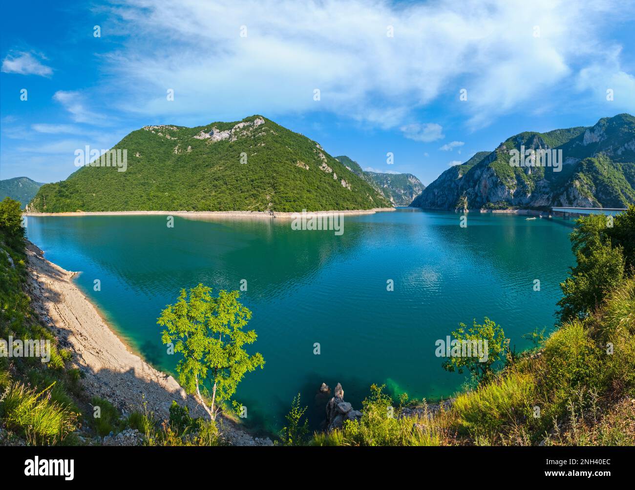 The famous Piva river canyon with its fantastic reservoir Piva Lake ...