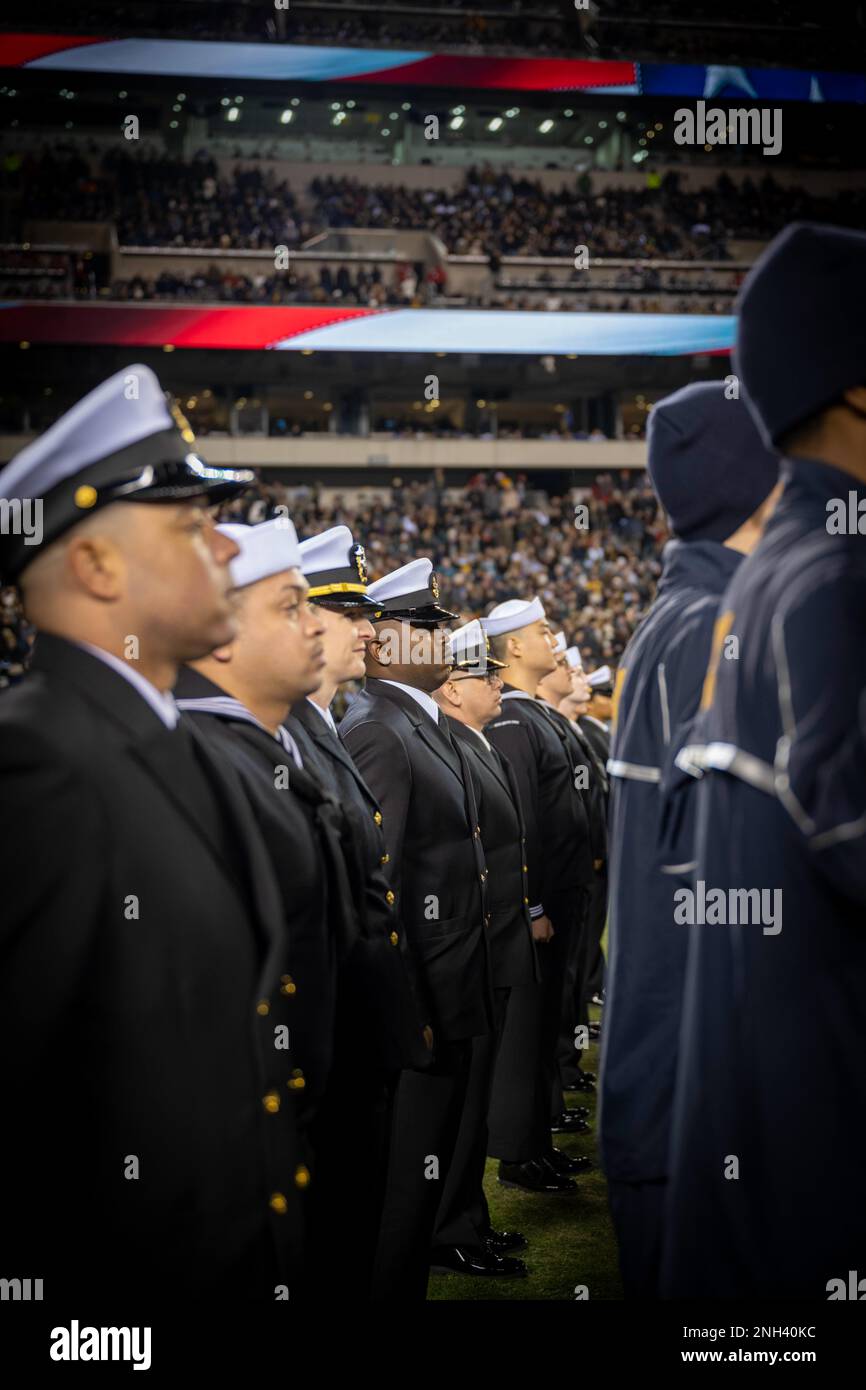 The Navy recruiters of the year stand in formation while being ...