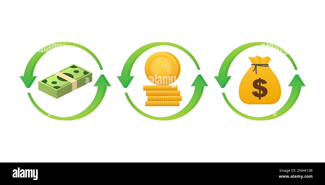 Cash flow. Idea of financial. Banknotes fly away. Vector stock ...