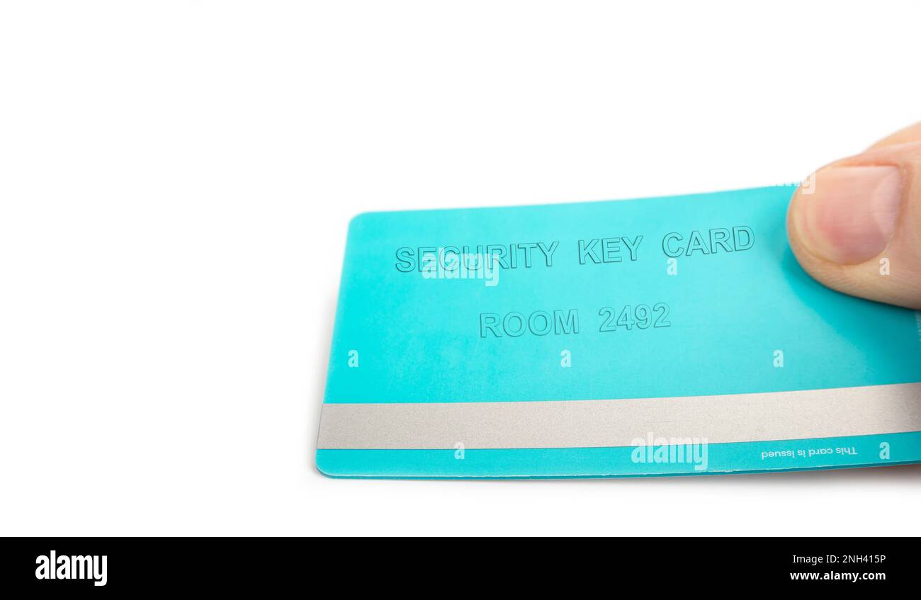 Plastic security key card room opener on a white Stock Photo - Alamy