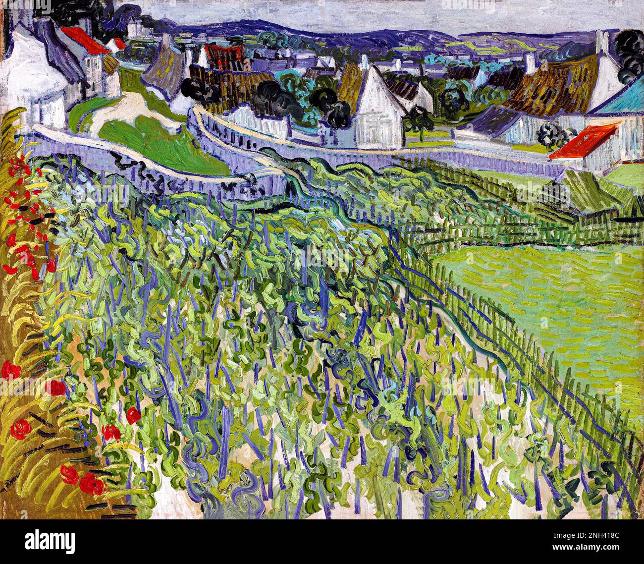 Vincent van Gogh's Vineyards at Auvers (1890) famous landscape painting ...
