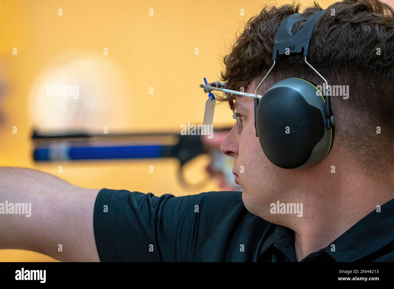 Cpl. Charles Platt, a shooting Soldier-athlete competes at the 2022 ...