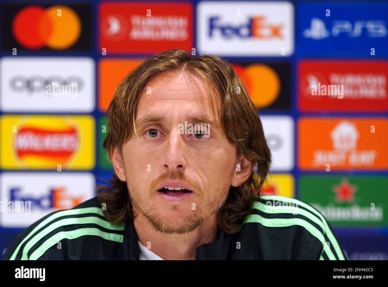 Real Madrid's Luka Modric during a press conference at Anfield ...