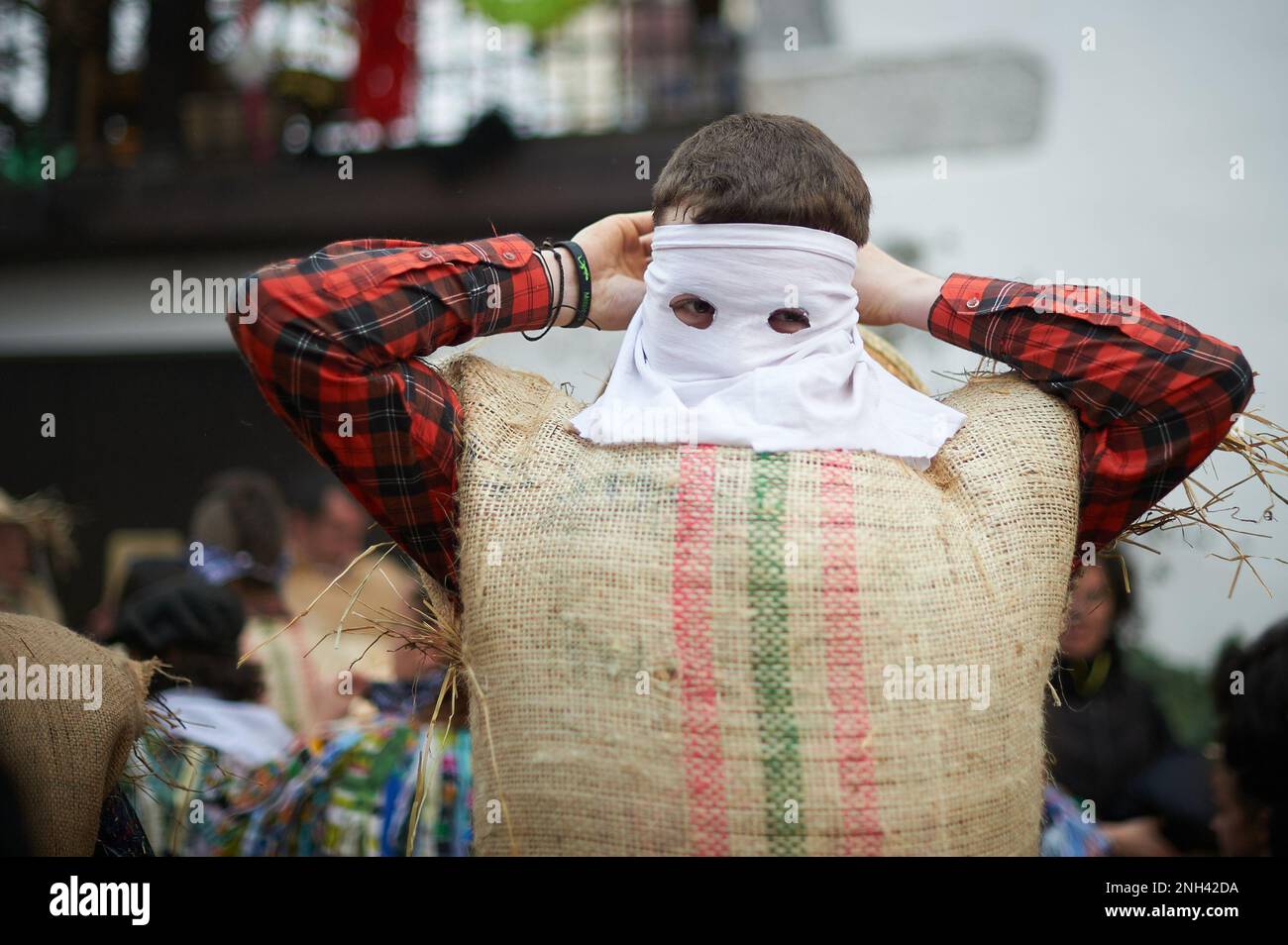 Lesaka, Spain. 19th Feb, 2023. A child disguised as "zaku-zaharrak" the ...