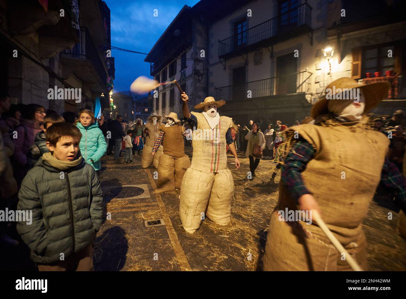 Lesaka, Spain. 18th Feb, 2023. Several "zaku-zaharraks" begin the tour ...